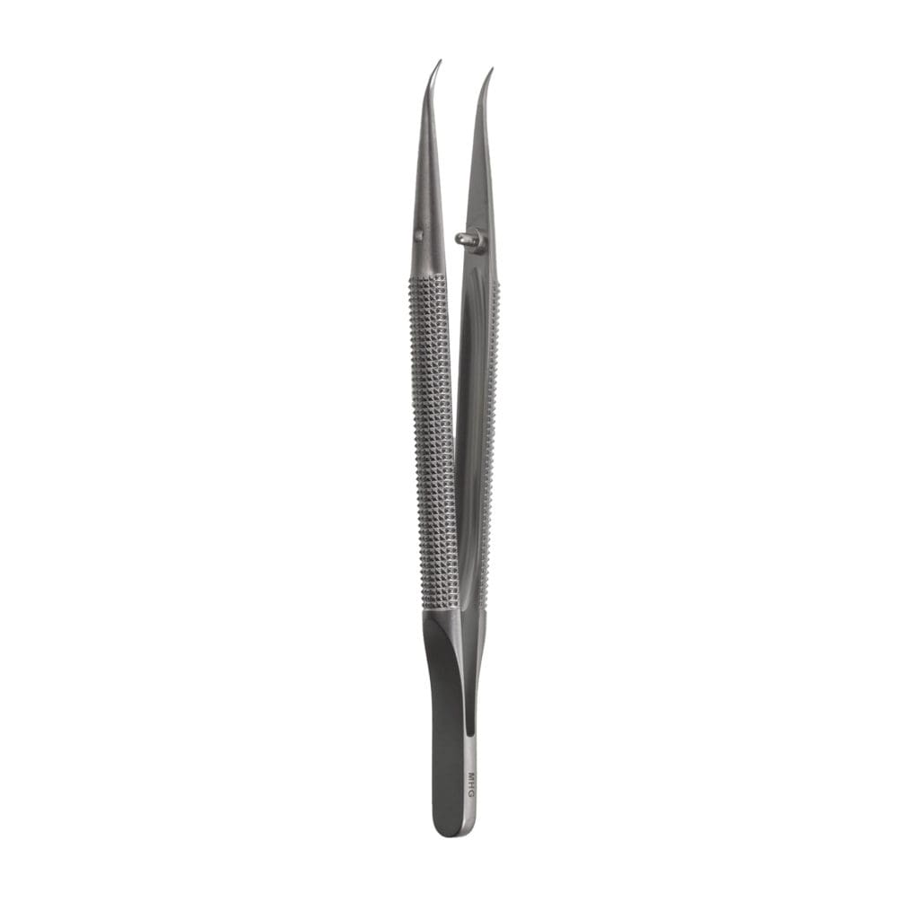 Micro Forceps, 8mm diameter round handle, curved tip, 4 3/4" - BOSS ...